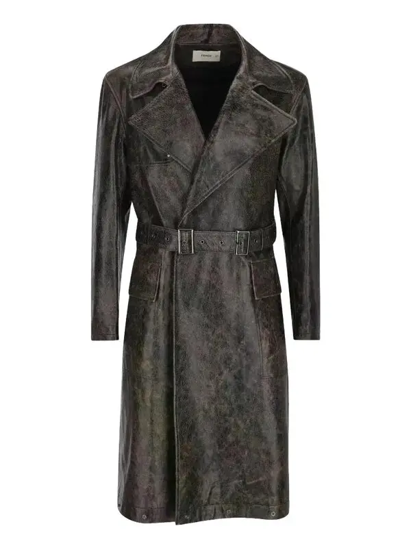 Fendi Leather Trench Coat - Brown