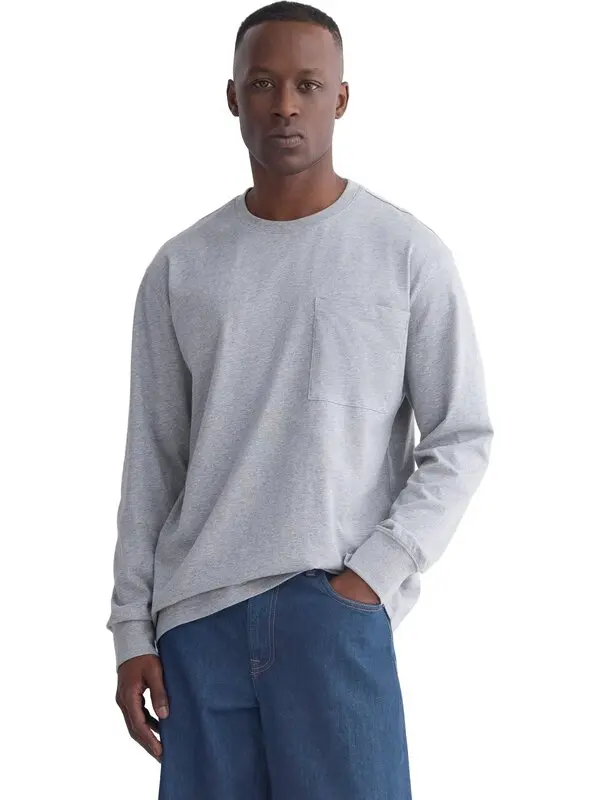 Everlane Forever Jersey Premium Long Sleeve Tshirt - Heathered Grey