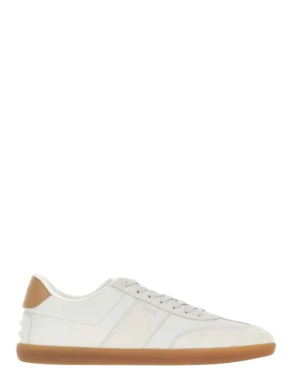 TOD'S Chalk Leather And Suede Lace-up Sneaker - White