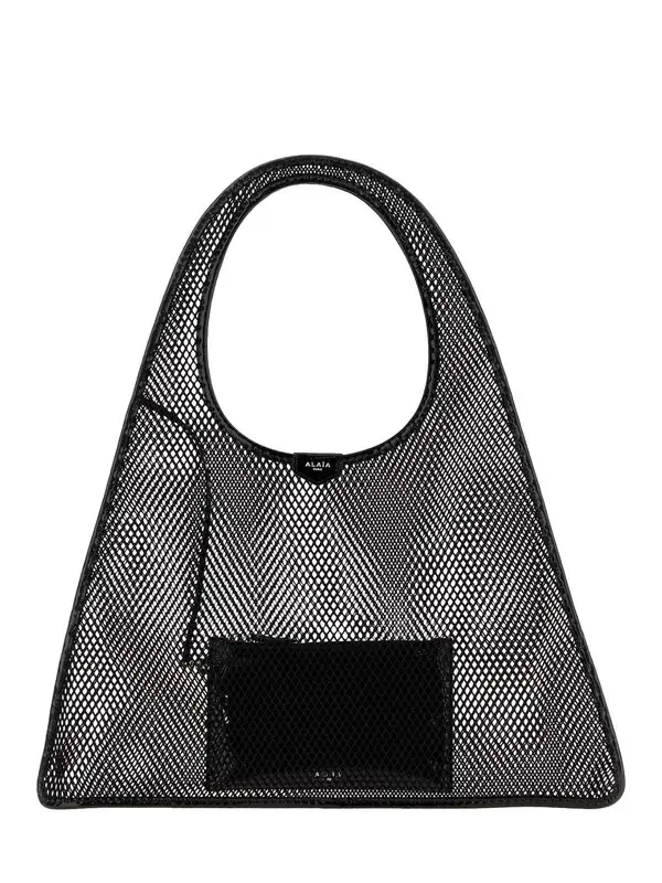 Alaïa Mesh One-piece Shoulder Handbag With Silver Metal Finishing, 50cm X 30cm X 1cm - Black