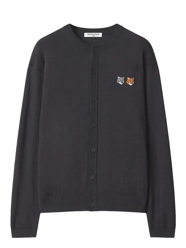 Maison Kitsuné Double Fox Head Comfort Cardigan - Anthracite