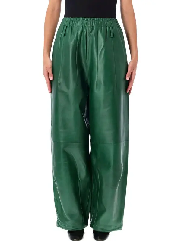 THE FRANKIE SHOP Leather Wide-leg Pants - Verde