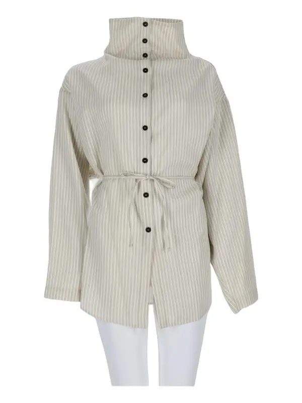 ALYSI Neck Detail Wool-silk Shirt - Ivory