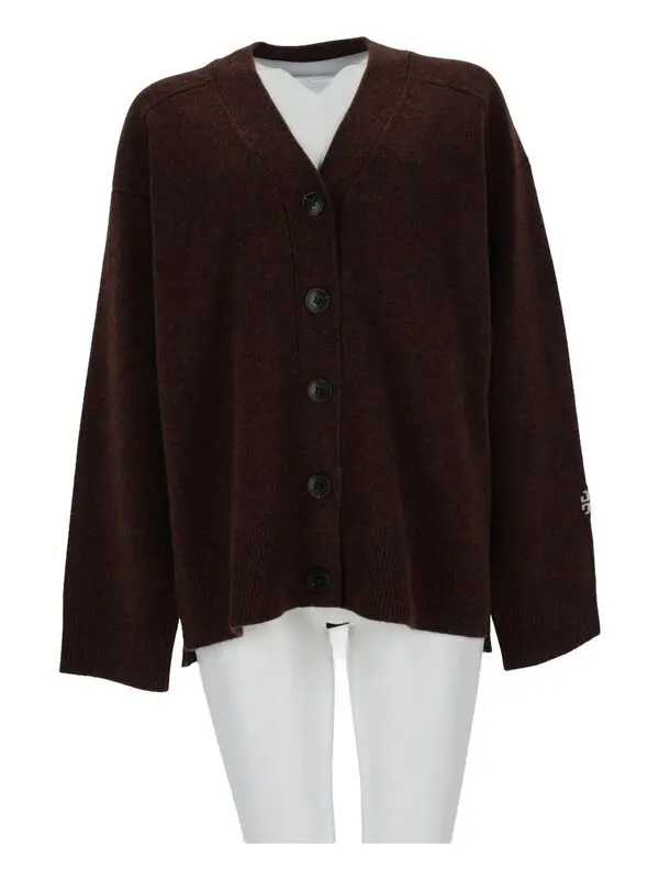 Tory Burch Logo Wool Cardigan - Brown