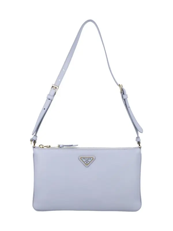 Prada Leather Pouch Shoulder Bag 14 Cm X 24.5 Cm - Opaline