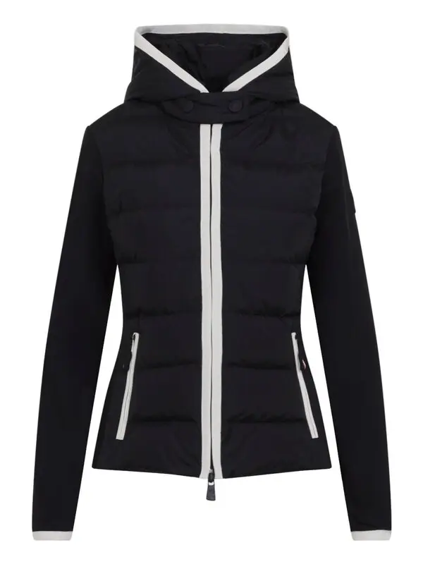 Moncler Zip-up Puffer Cardigan With Quilted Down-filled Warmth - Black