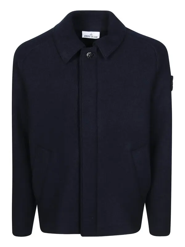 Stone Island Stone-inspired Cardigan With Textured Knit - Blu