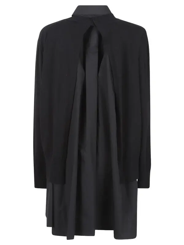 Sacai Poplin-cotton Knit Dress - Black