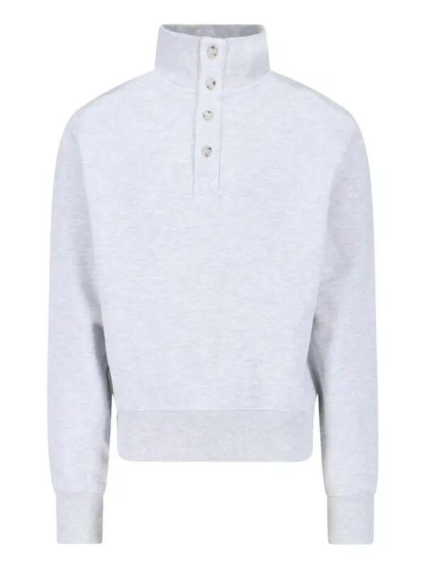 ENTIRE STUDIOS Button-front Mock Neck Sweater - Grey