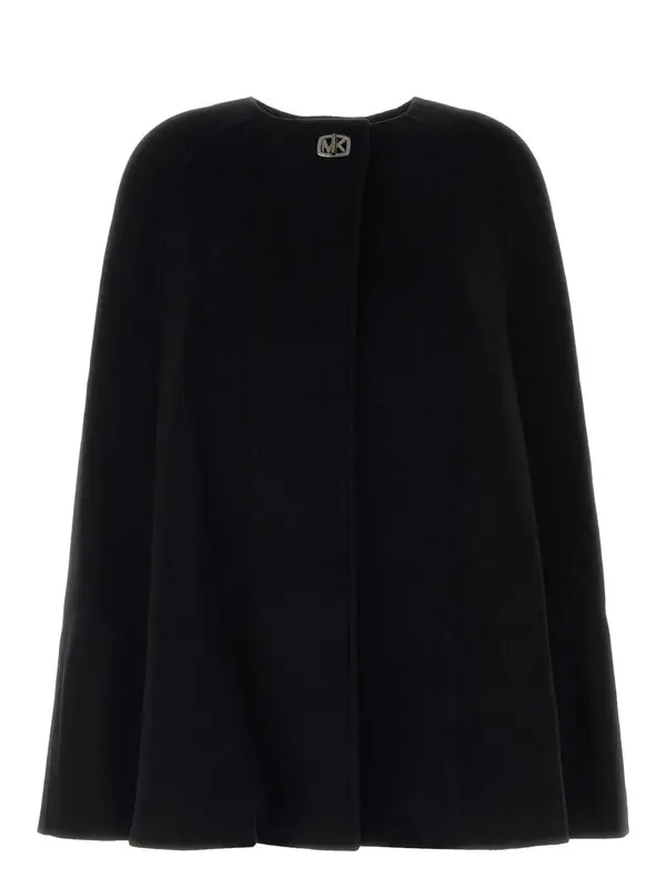 Michael Kors Turn-lock Wool Cape Coat - Black