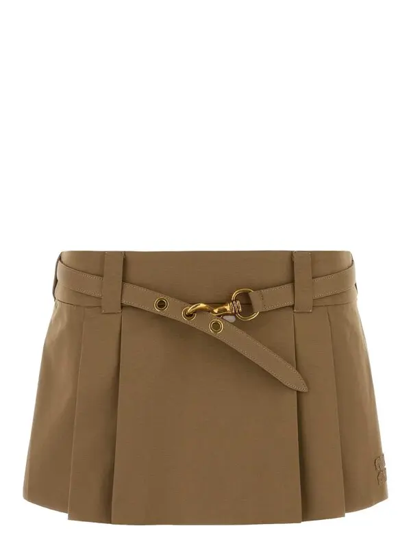 Miu Miu Cotton Mini Skirt - Camel