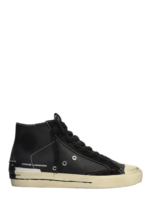 CRIME LONDON Distressed-effect High-top Sneakers - Black