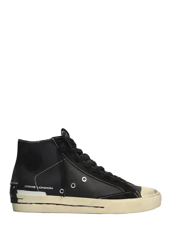 CRIME LONDON Distressed-effect High-top Sneakers - Black