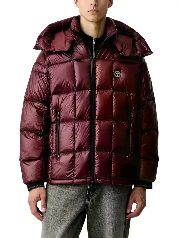Armani Exchange Quilted Hooded Jacket - Red