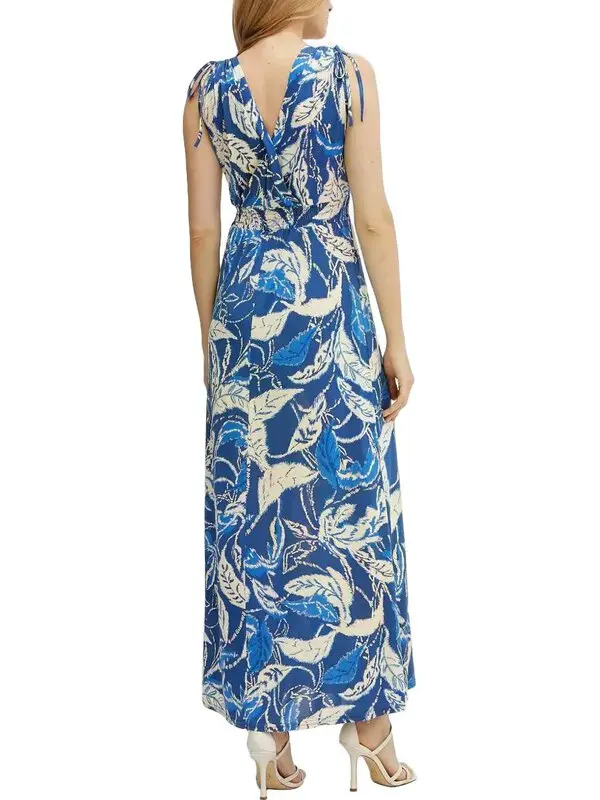 MORGAN Leaf-print Sleeveless Maxi Dress - Blue