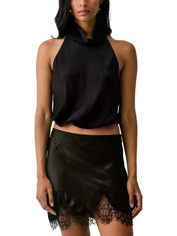 Bardot Halterneck Backless Top - Black