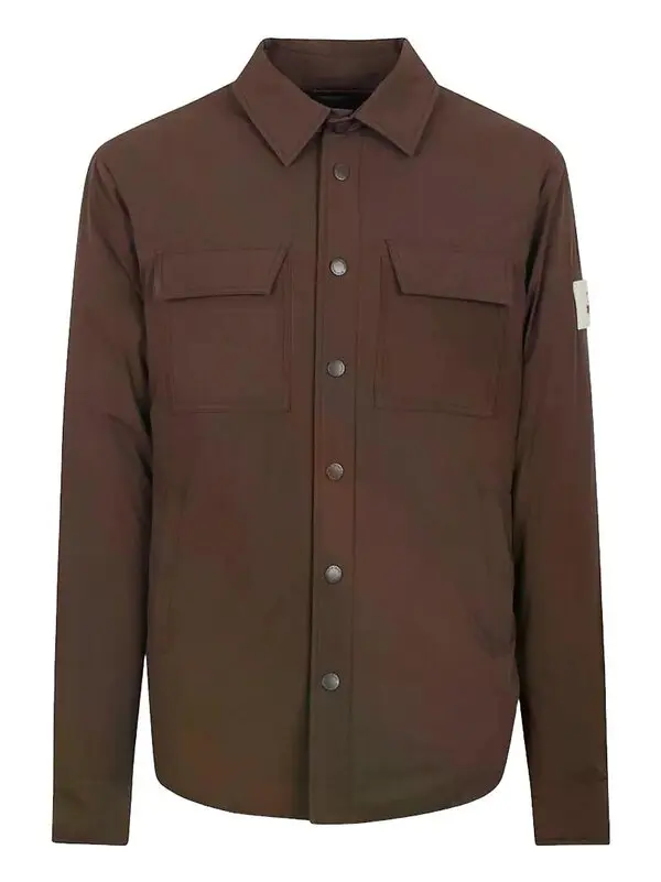 AFTER/LABEL Bellunon Logo-patch Button-down Jacket - Brown