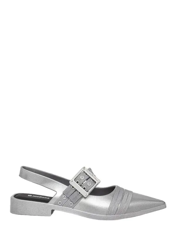 Melissa Ladylike Buckle-fastening Pointed-toe Ballet Flats - Silver