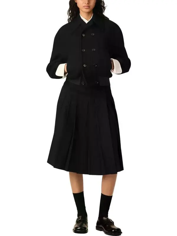 AMI Paris Short Double Breasted Wool Bomber - Black