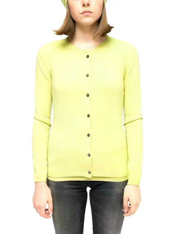LA ROSE Cashmere Button-up Cardigan - Yellow