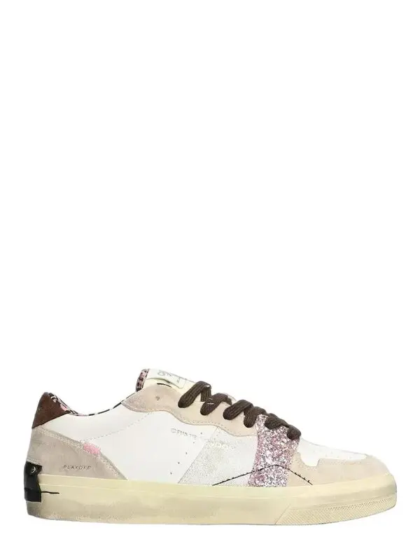 CRIME LONDON Playoff Glitter-panel Leopard-print Sneakers - White