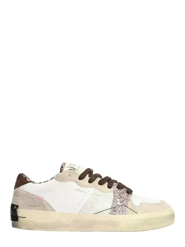 CRIME LONDON Playoff Glitter-panel Leopard-print Sneakers - White
