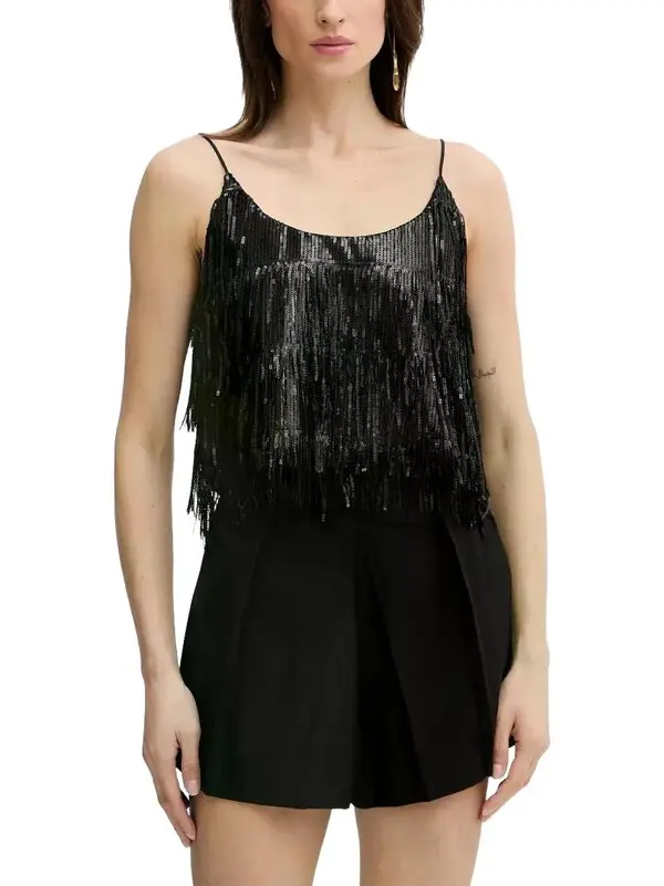 HAVEONE Sequin-embellished Fringed Top - Black