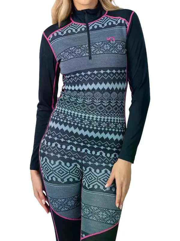 Kari Traa Live Half Zip Fair Isle-patterned Base Layer - Blue