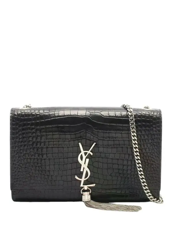 Saint Laurent 2010 Kate Croc-embossed Shoulder Bag - Black
