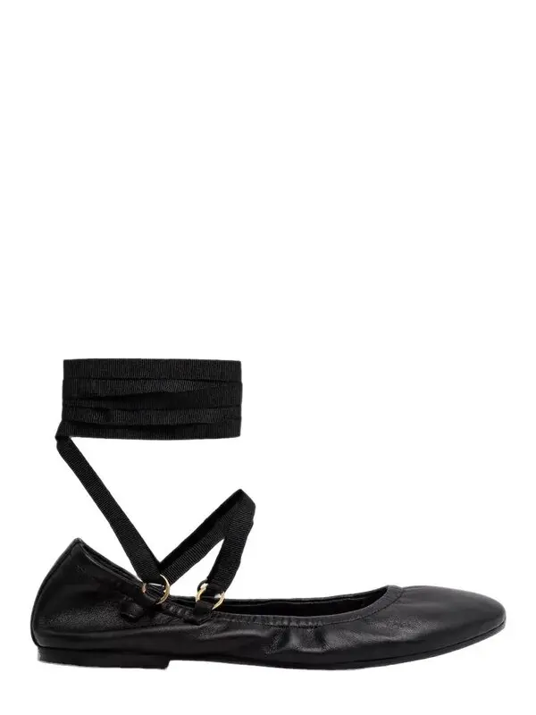 JONAK PARIS Desireuse Lace-up Ballet Flats - Black