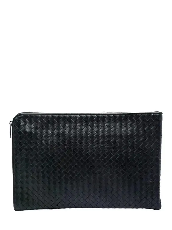 Bottega Veneta 2012-2026 Nappa Intrecciato Portfolio Flap Clutch Bag - Black