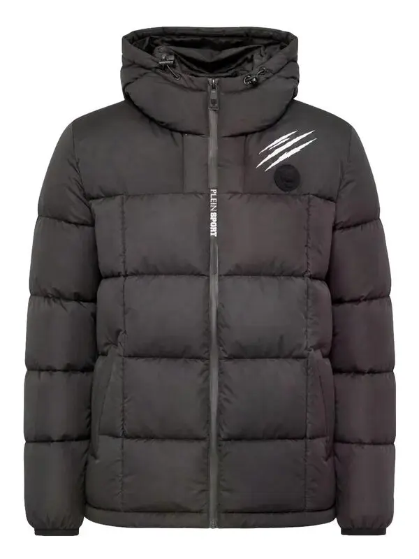 PLEIN SPORT Thunder Hooded Puffer Jacket - Black