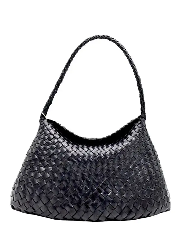 Dragon Diffusion Woven Leather Hobo Shoulder Bag - Black