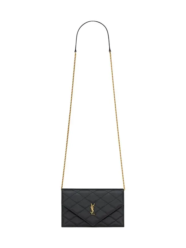Saint Laurent Mini Quilted Leather Crossbody Bag With Cassandre Detail, 13 Cm X 20 Cm X 5 Cm - Nero