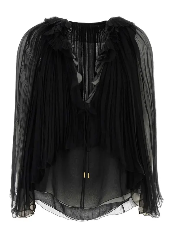 Alberta Ferretti Silk Crepe Blouse - Black