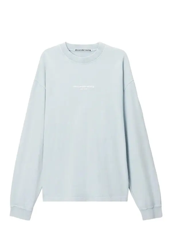 Alexander Wang Logo Print Long Sleeve Tee 'washed Sky - Blue