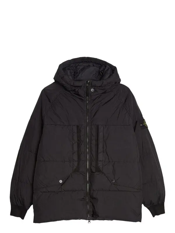 Stone Island Crinkle Reps Hooded Down Jacket - Black