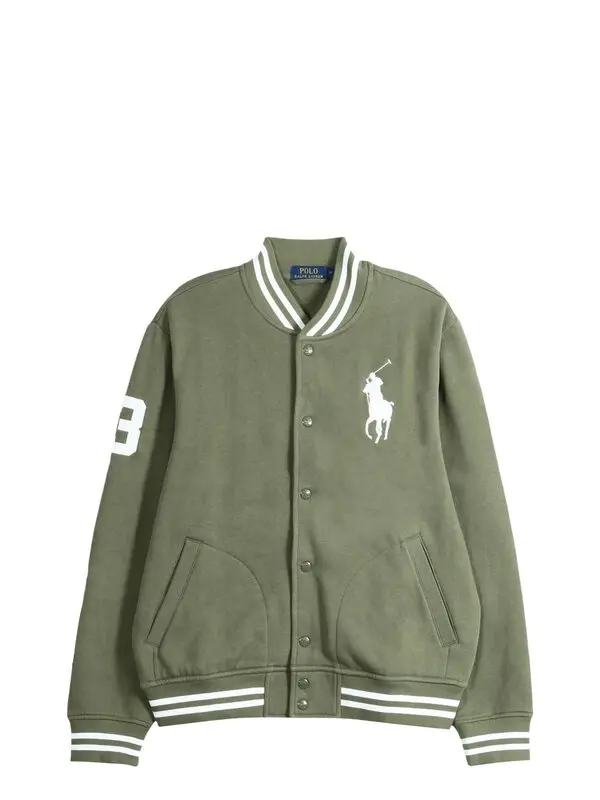 Polo Ralph Lauren Long Sleeve Seasonal Fleece Big Pony Jacket 'olive/white - Green