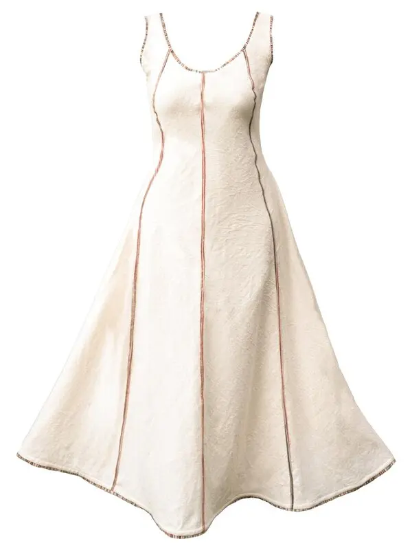 JIWYA Neutrals Avani A-line Cotton Dress - Beige