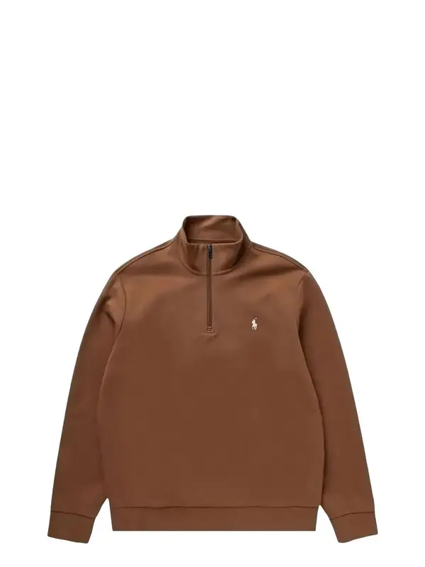 Polo Ralph Lauren Long Sleeve Double Knit Tech Zip Pullover Sweatshirt 'luggage Brown - Blue