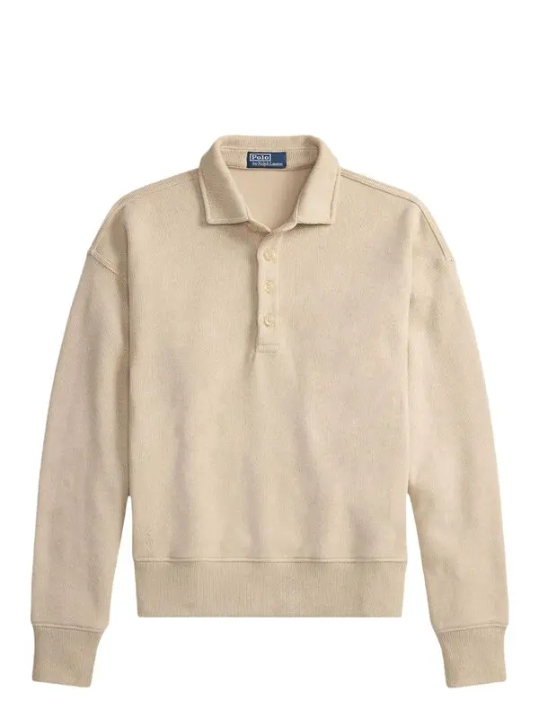 Polo Ralph Lauren Long Sleeve Sueded Heritage Rib Knit Cut Sew Polo 'expedition Dune Heather - Grey