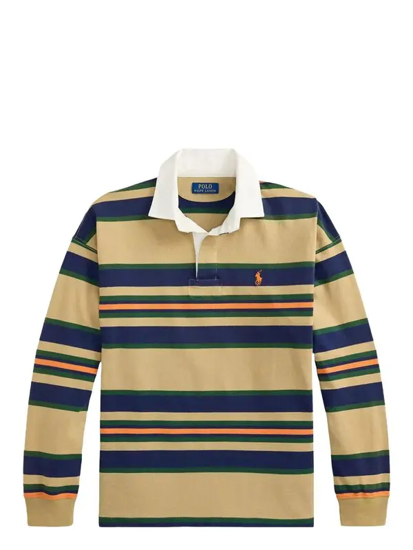 Polo Ralph Lauren Long Sleeve Yarn-dyed Rugby Polo 'khaki - Tan