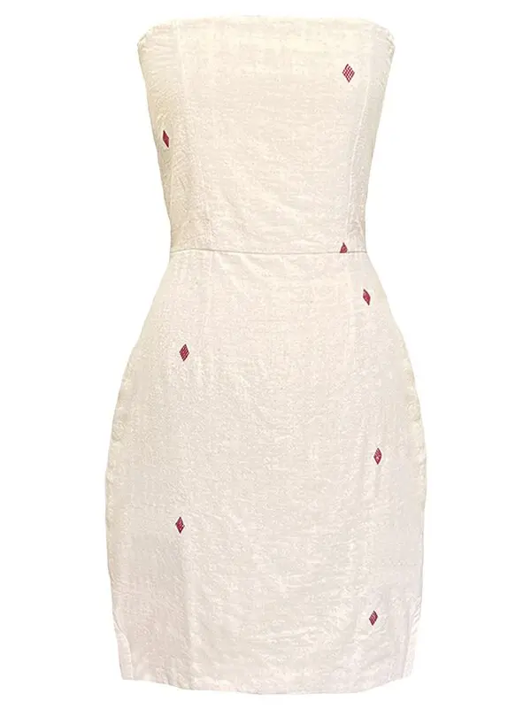 JIWYA Neutrals Moti Corset Khadi Cotton Dress - Beige