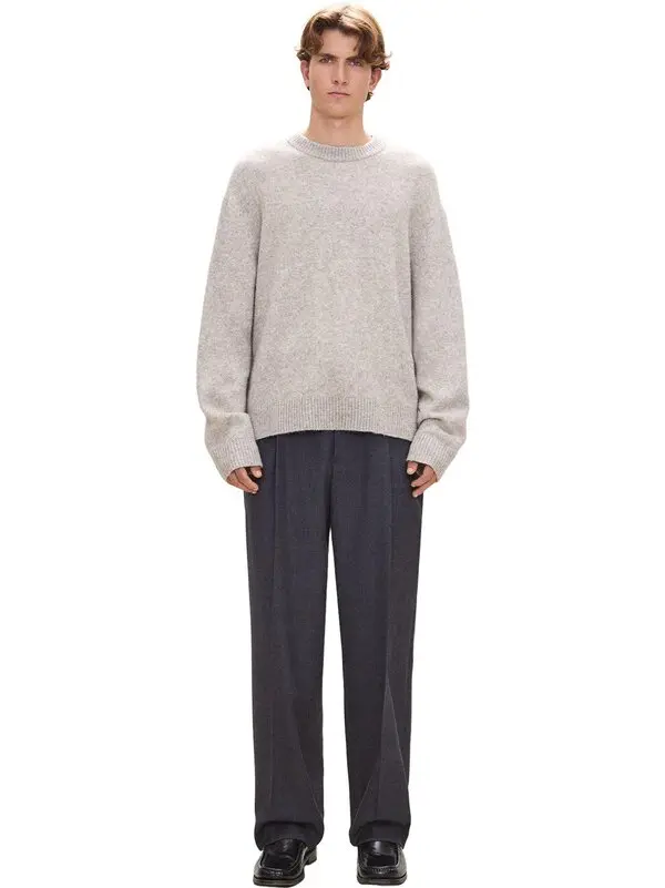 Theory Relaxed Pleat Pant In Studio Wool - Phantom Melange