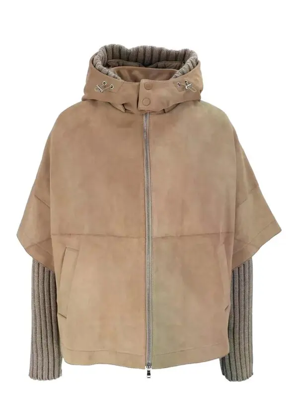 BULLY Hooded Suede Jacket - Neutrals