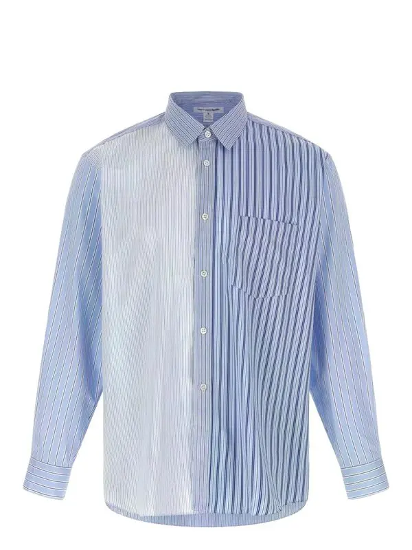 Comme Des Garçons Patchwork Striped Shirt - Blue