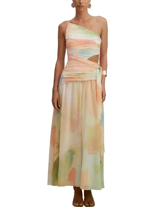 EVER NEW Connie Ruched Asymmetric Maxi Dress - Neutrals