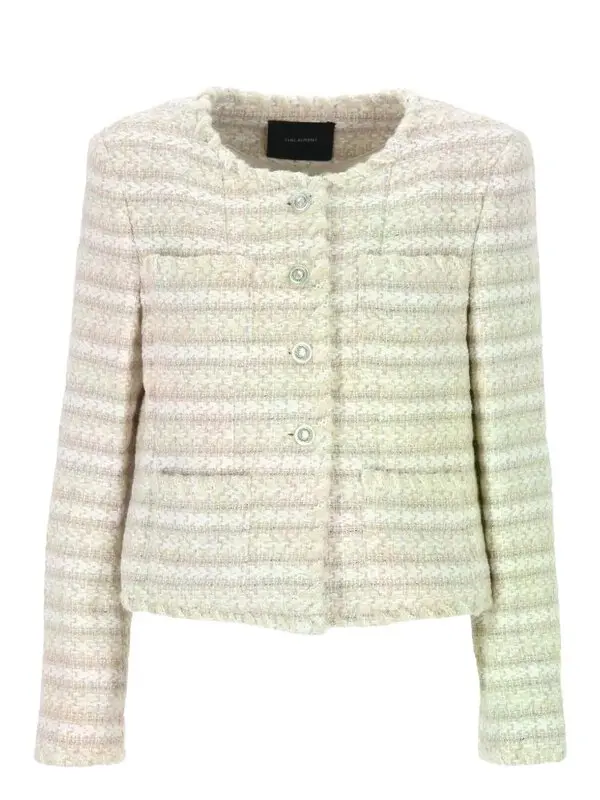 THELAURENT Tweed Frayed-edge Jacket - Neutrals