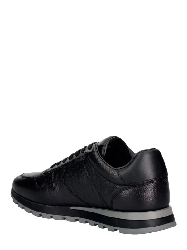 BALDININI Logo-embossed Grained Leather Sneakers - Black