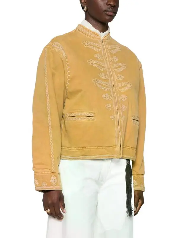 MARANT ETOILE Emalia Embroidered Denim Jacket - Yellow